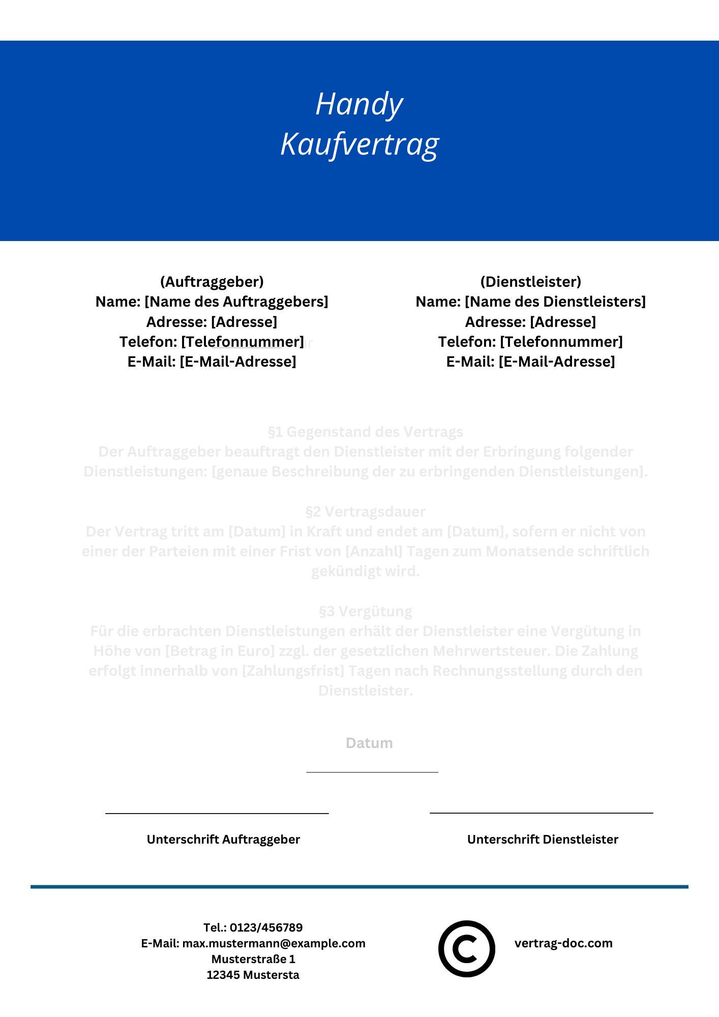 Handy Kaufvertrag Word